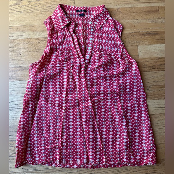 Theory | Tops | Theory Striped Polka Dot Tank With Button Up Detail ...